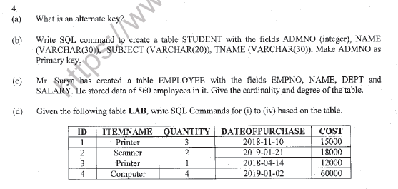 Cbse Class 11 Informatics Practices Question Paper Set K Solved